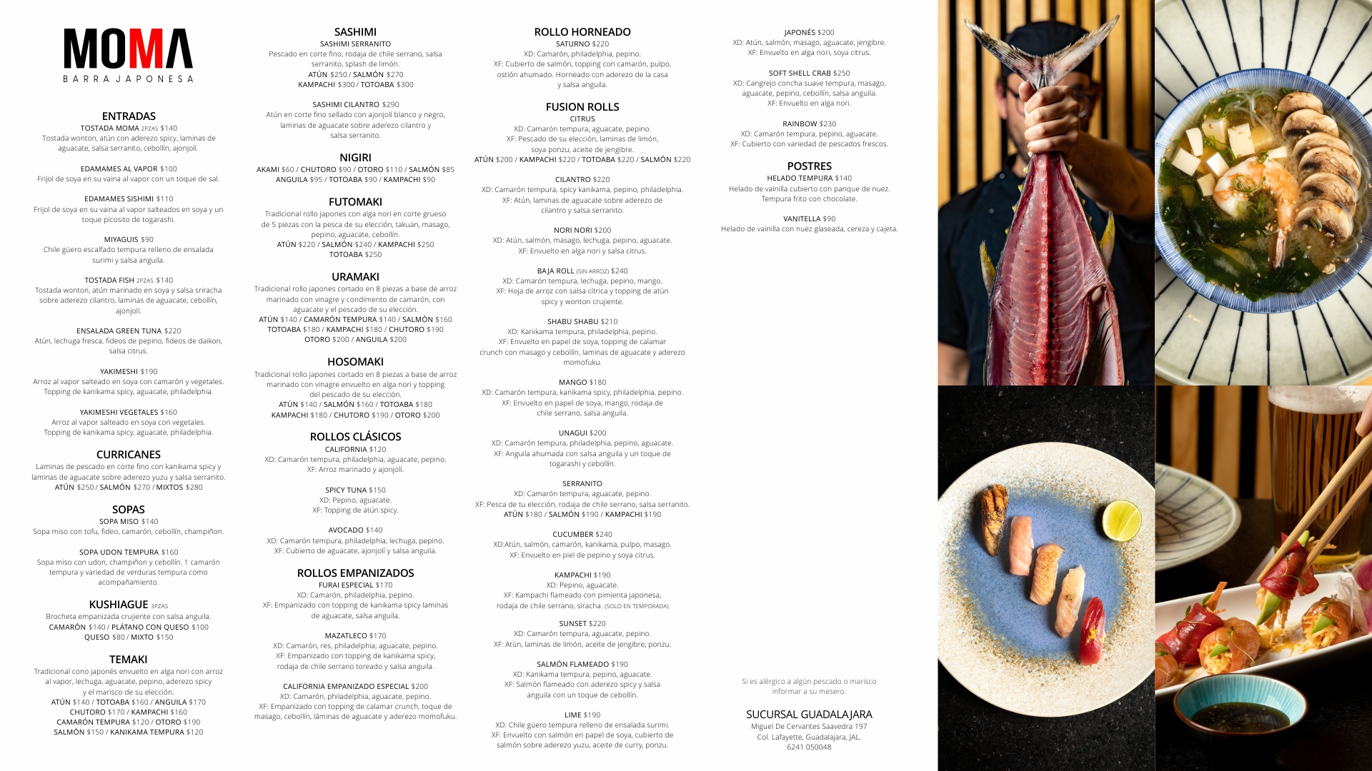 Menú Moma Barra Japonesa | Moma Sushi Bar